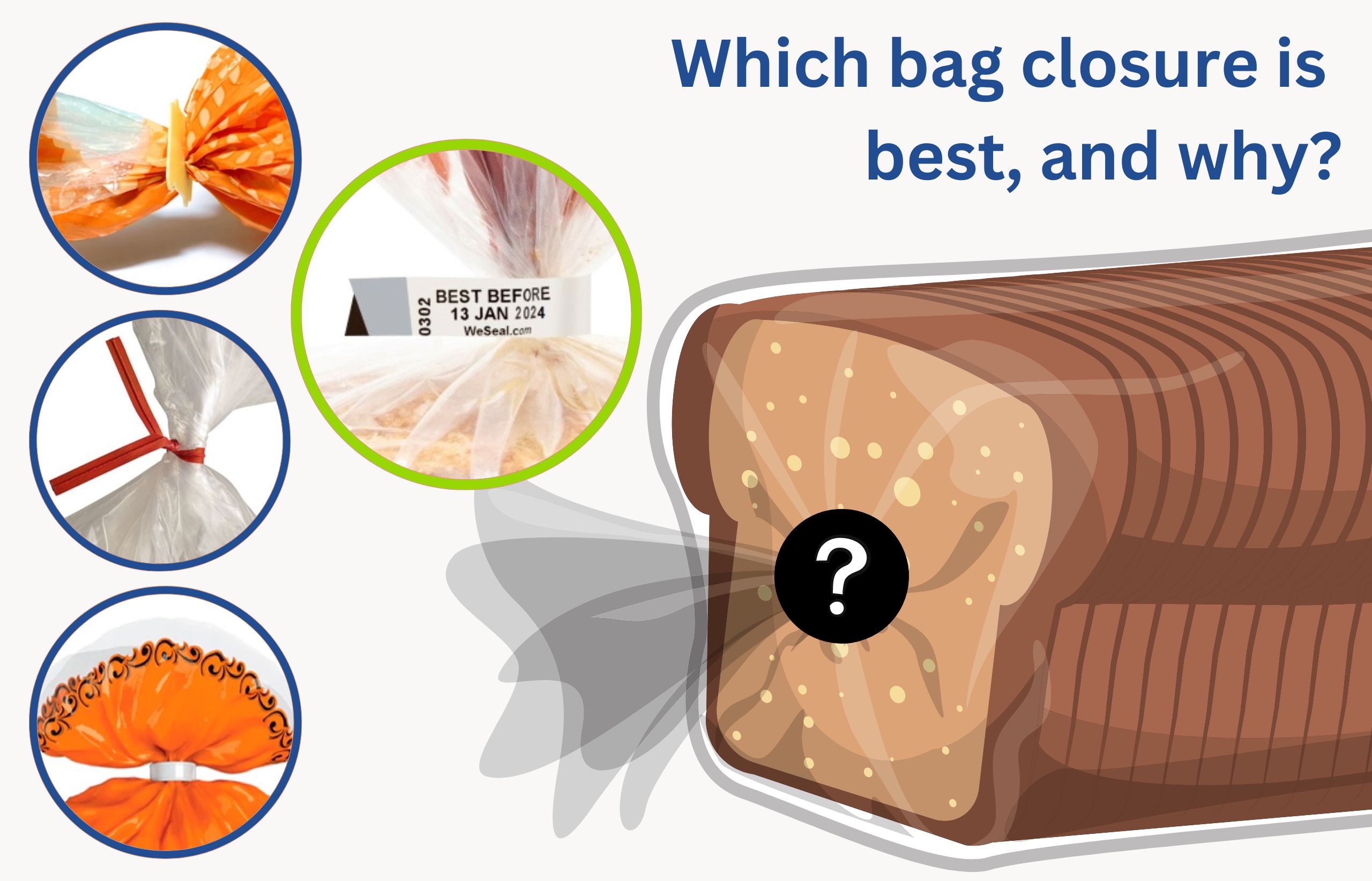 Different bag closing options for bakeries